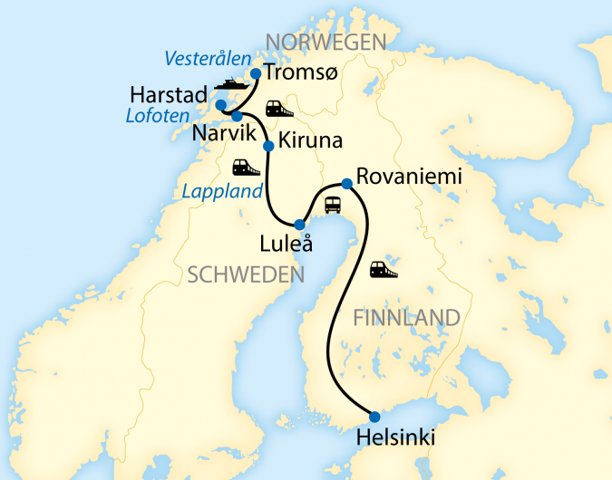 Finnland, Schweden und Norwegen Lappland-Express und Erzbahn