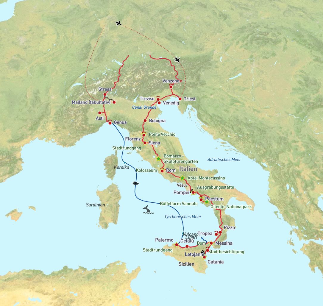 Große Italien-Rundreise - von Venetien, Toskana und Rom bis